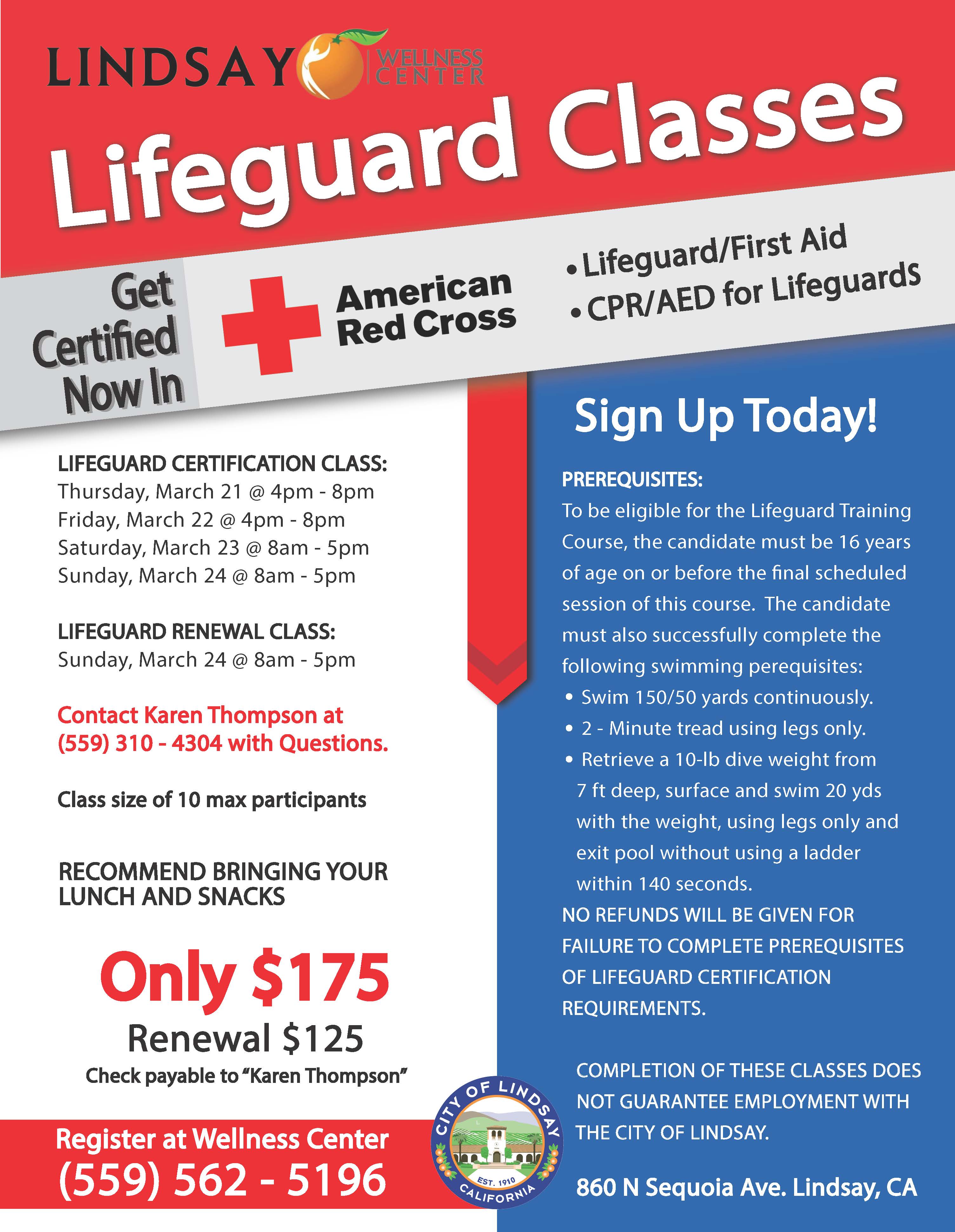 Lifeguard Classes | Lindsay California