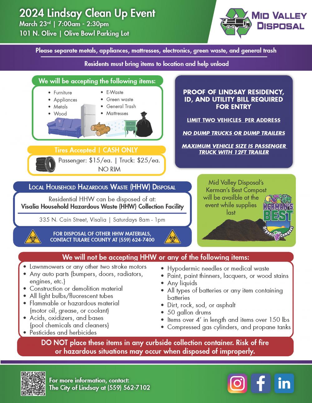 Spring Clean Up Event: March 23, 2024 | Lindsay California