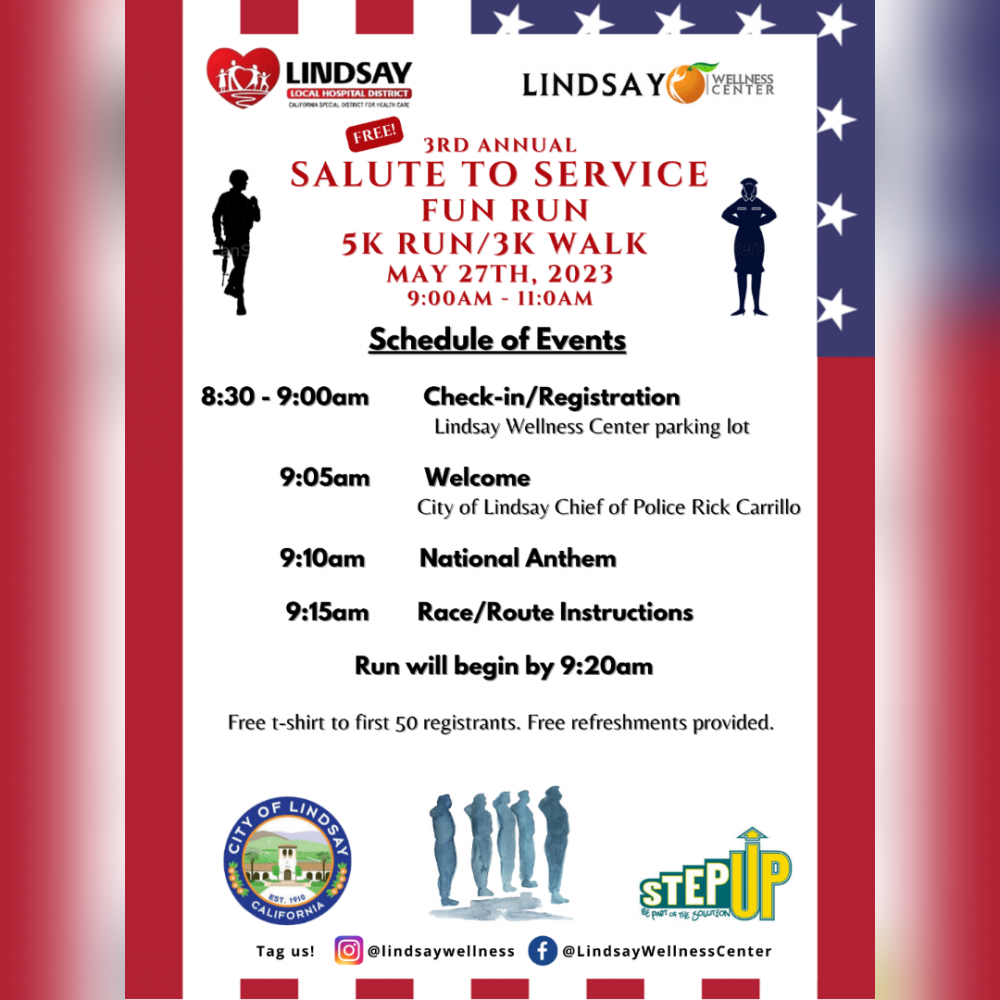 SALUTE TO SERVICE FUN RUN - 5K RUN / 3K WALK | Lindsay California