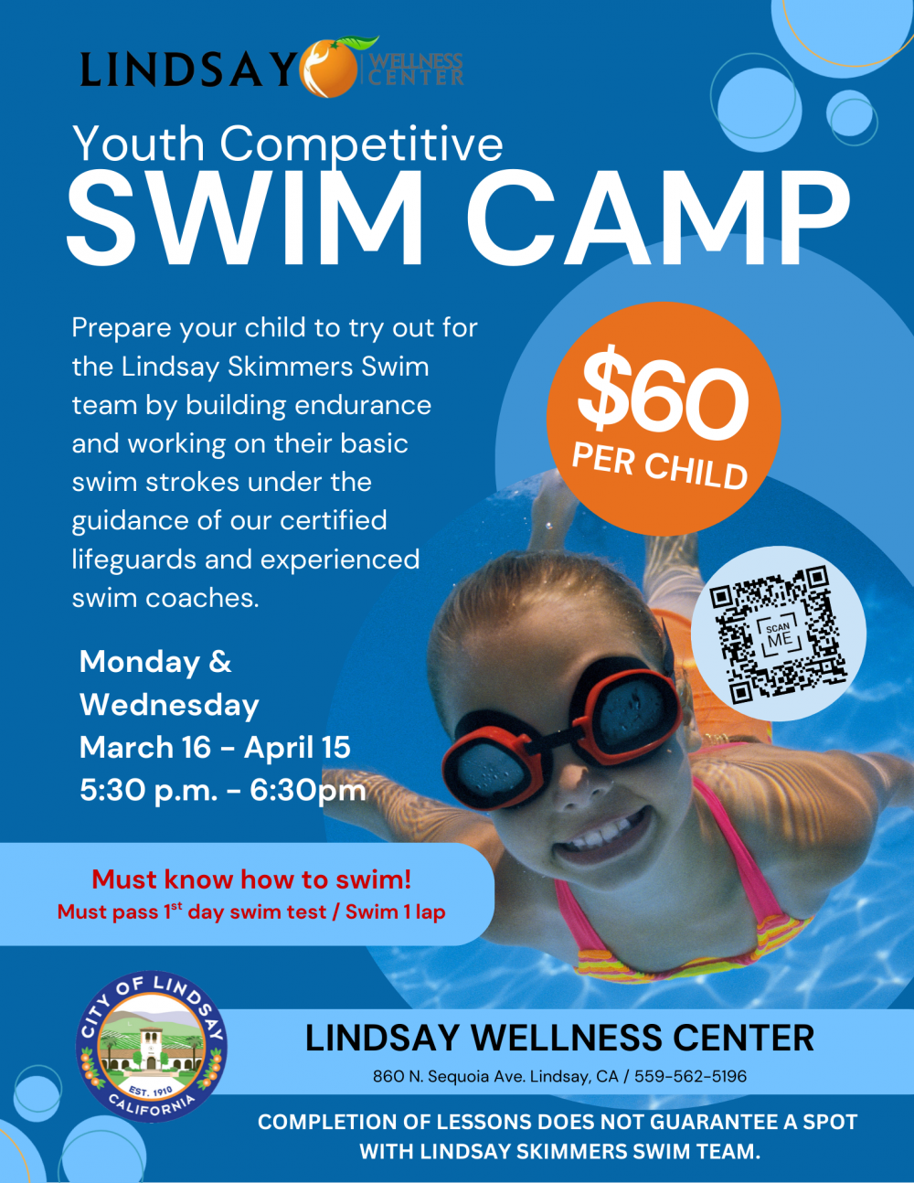 Youth Competitive Swim Camp | Lindsay California
